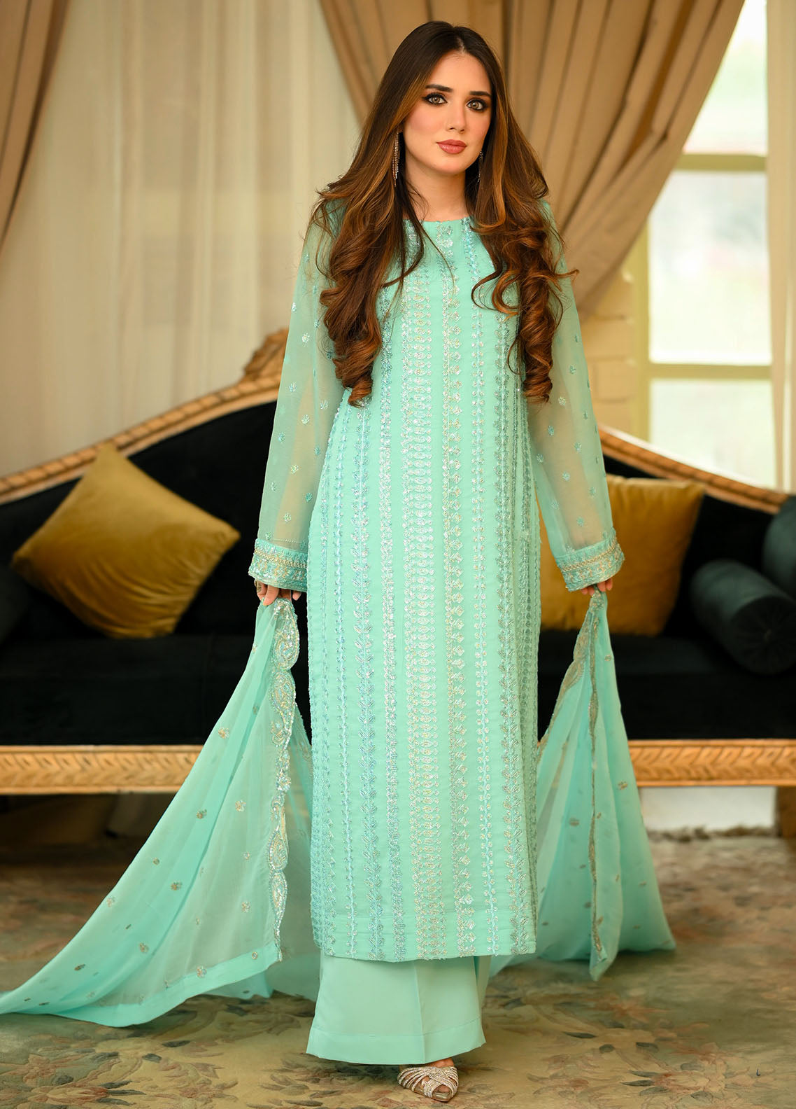 CT 12002 - Azure Allure Skyblue - LUXE Ready to wear 3 Piece | Sahane ...